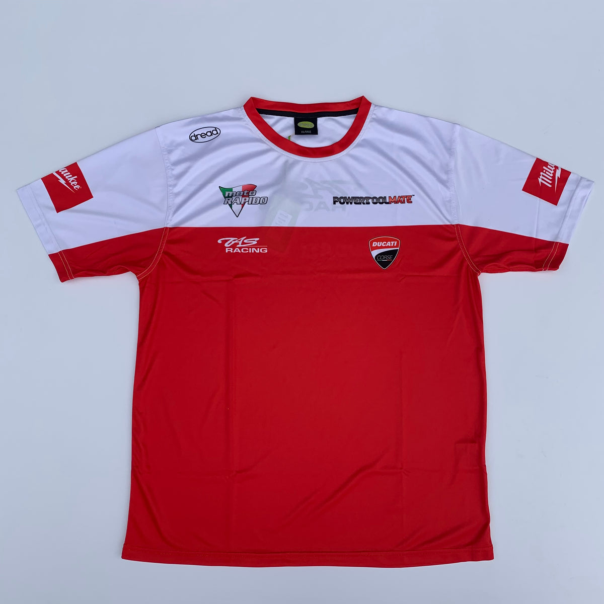 Red and white round neck t-shirt – Blackwater Graphics