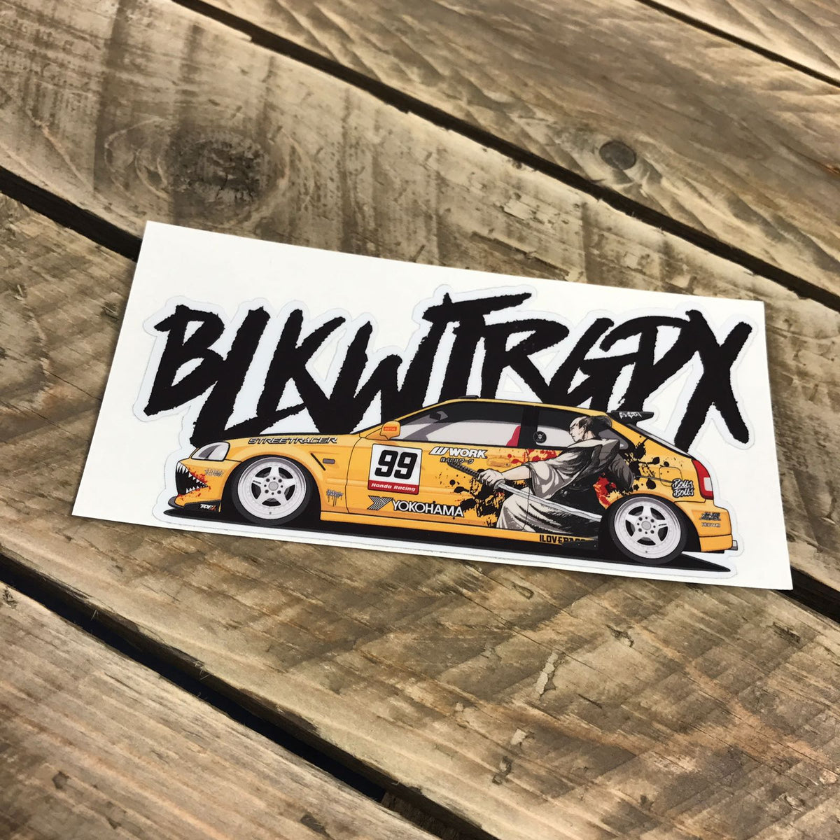 BLKWTRGPX Yellow Civic Sticker – Blackwater Graphics